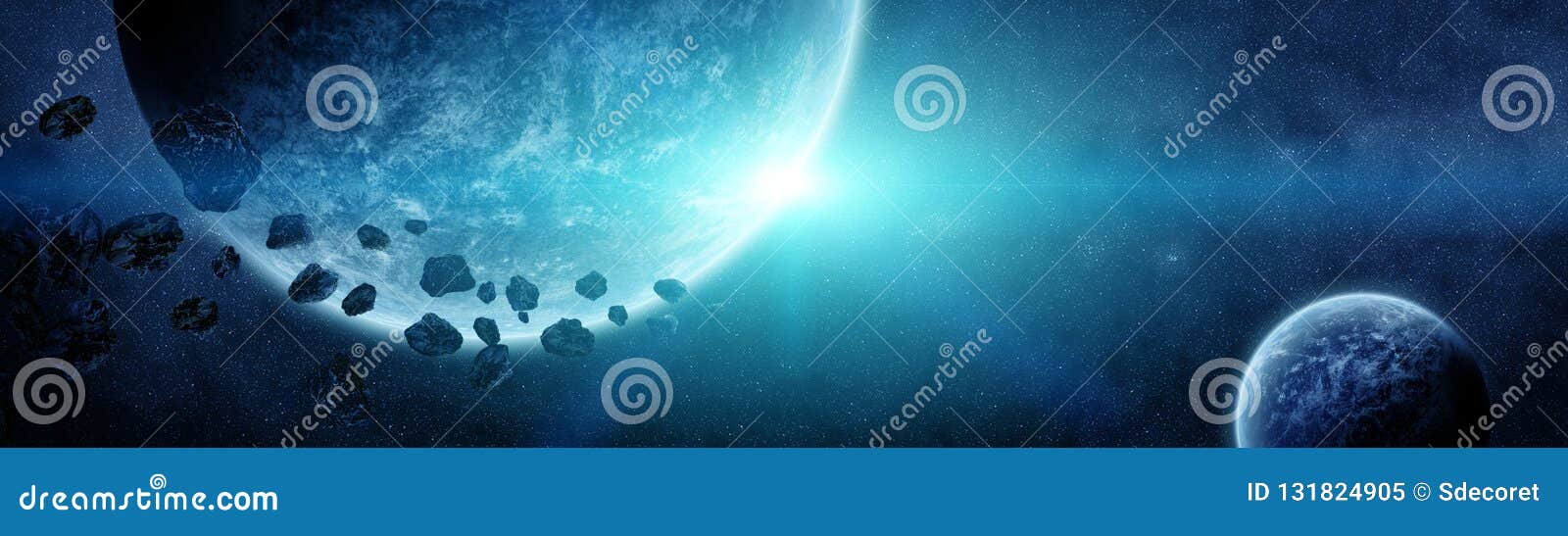 Panoramic View of Planets in Distant Solar System 3D Rendering E Stock ...