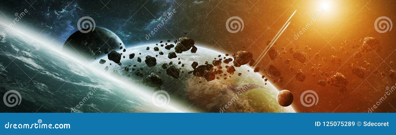 Panoramic View of Planets in Distant Solar System 3D Rendering E Stock ...