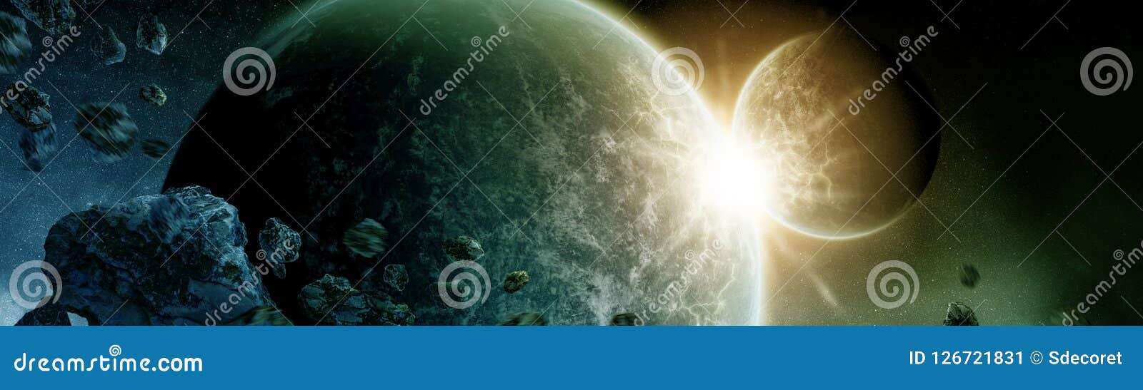 Panoramic View of Planets in Distant Solar System 3D Rendering E Stock ...