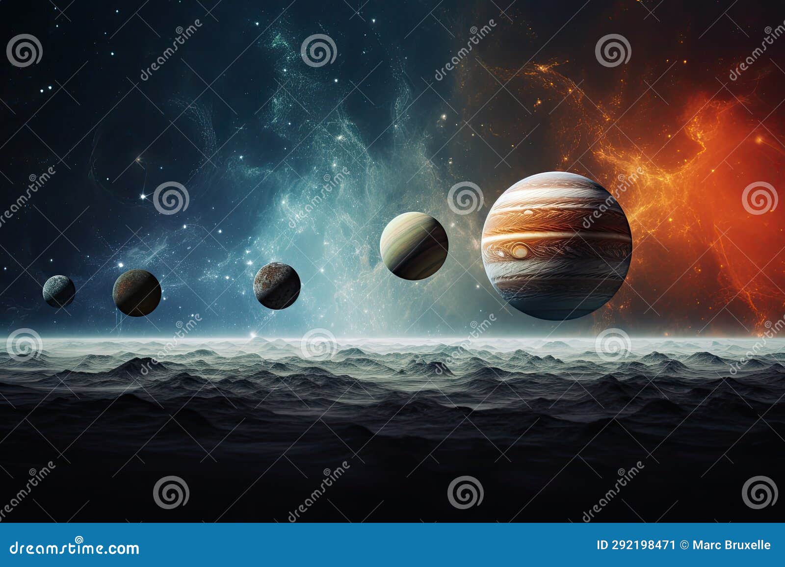 Panoramic View of Planets in Distant Solar System - Generative AI Stock ...