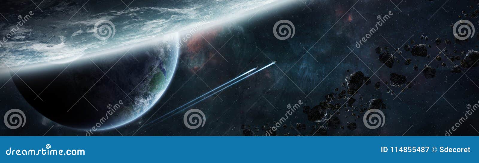 Panoramic View of Planets in Distant Solar System 3D Rendering E Stock ...