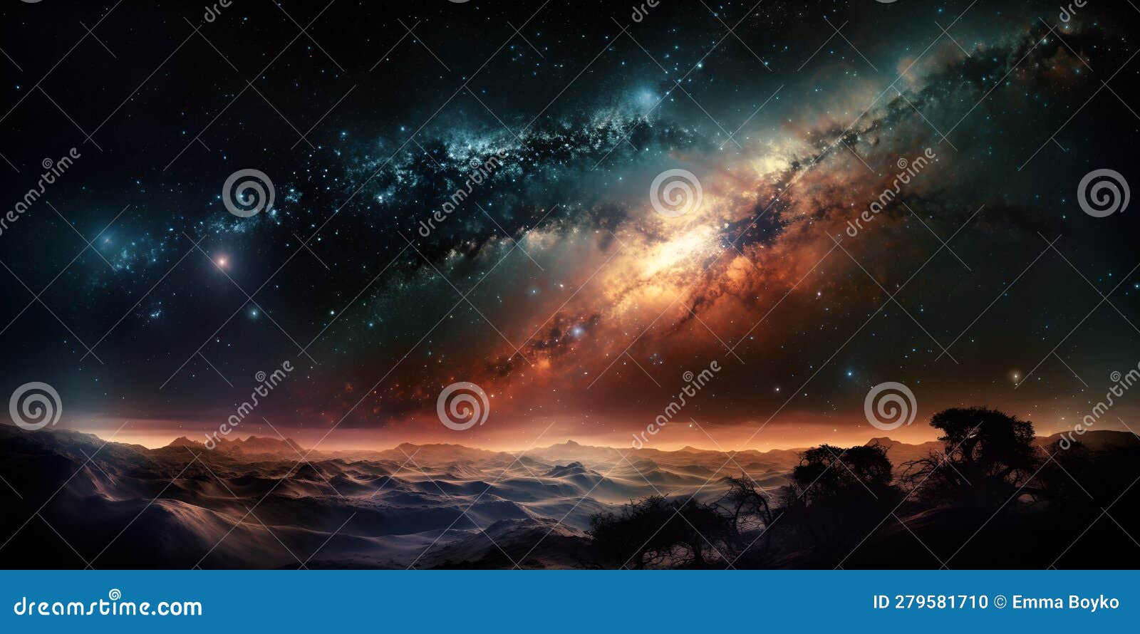 Panoramic View of the Planets in the Distant Solar System in Space ...
