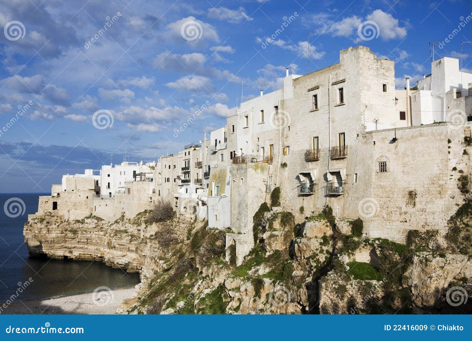 Panoramic View of Polignano a Mare Stock Image - Image of cliff, bari ...