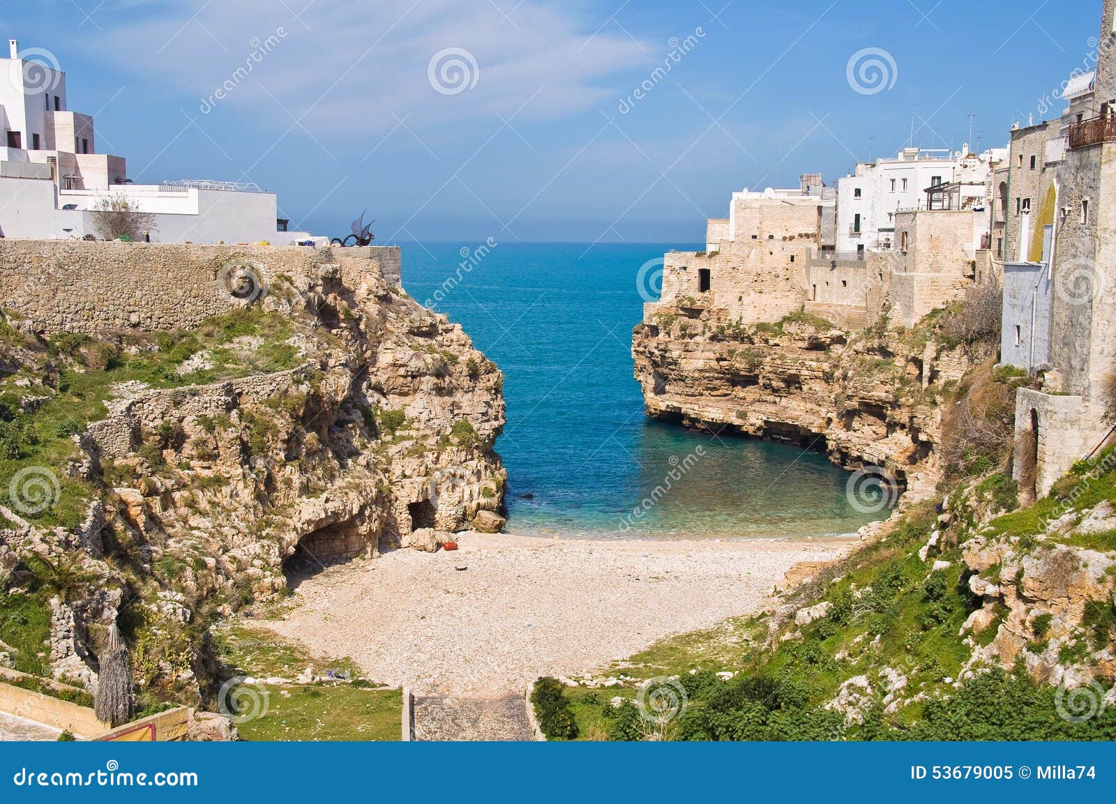 Panoramic View of Polignano. Puglia. Italy. Stock Image - Image of ...