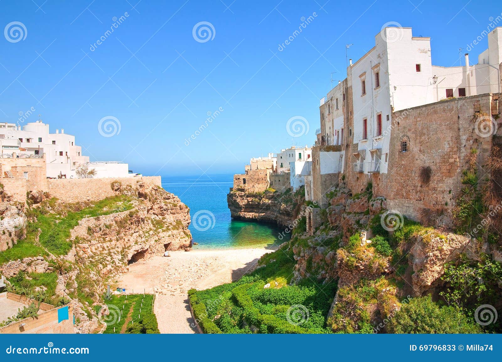 Panoramic View of Polignano. Puglia. Italy. Stock Image - Image of home ...
