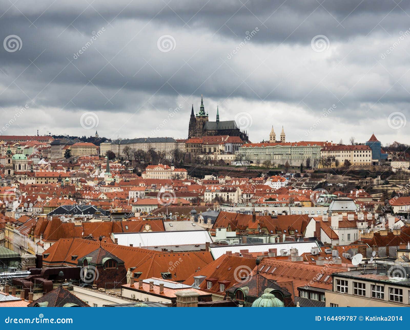 Panoramic View of Prague Old Town Rooftops Stock Image - Image of view ...