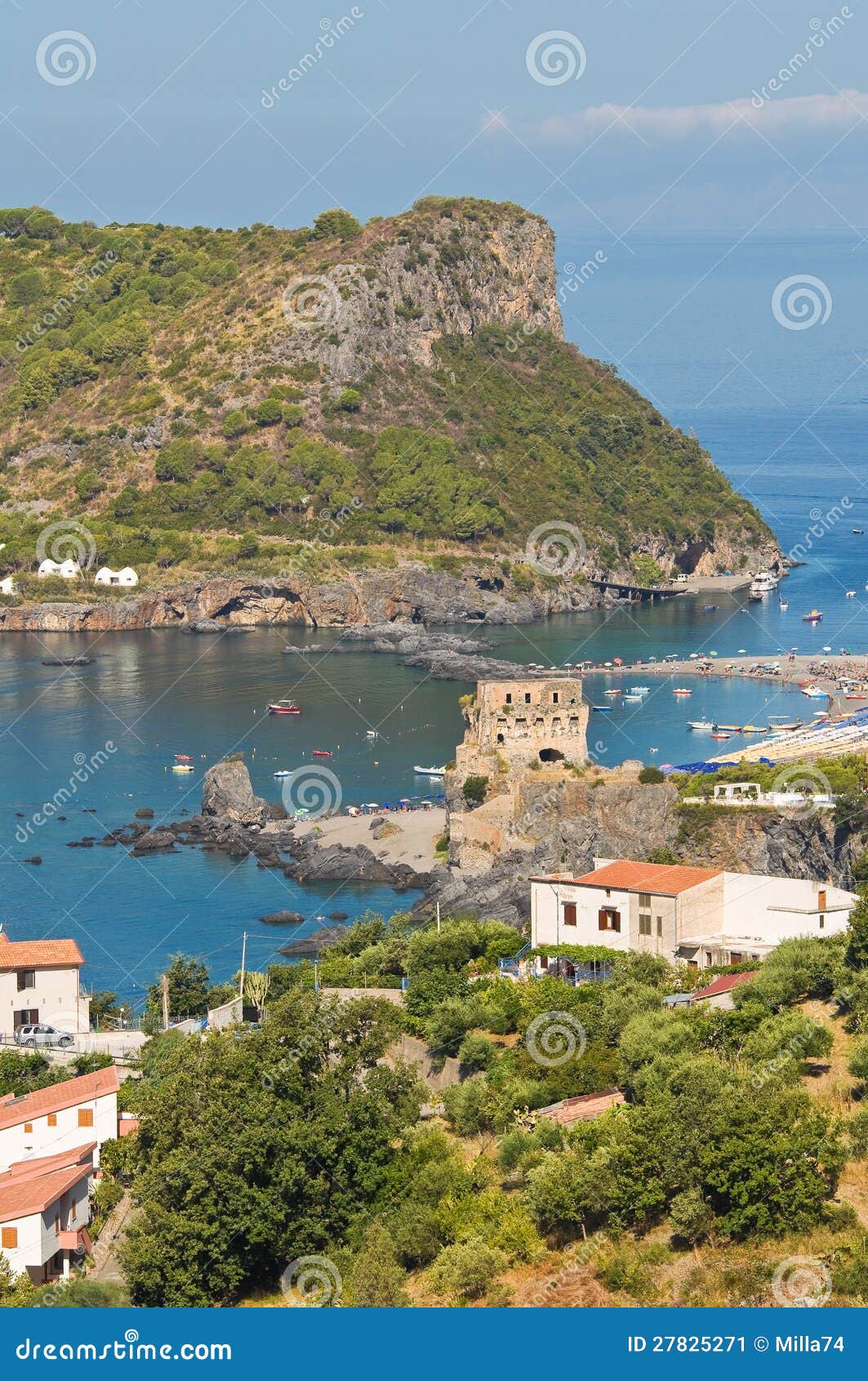 Panoramic View of Praia a Mare. Calabria. Italy Stock Image - Image of ...