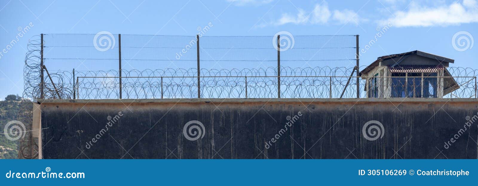 Prison Wall and Guard Tower Stock Image - Image of architecture ...