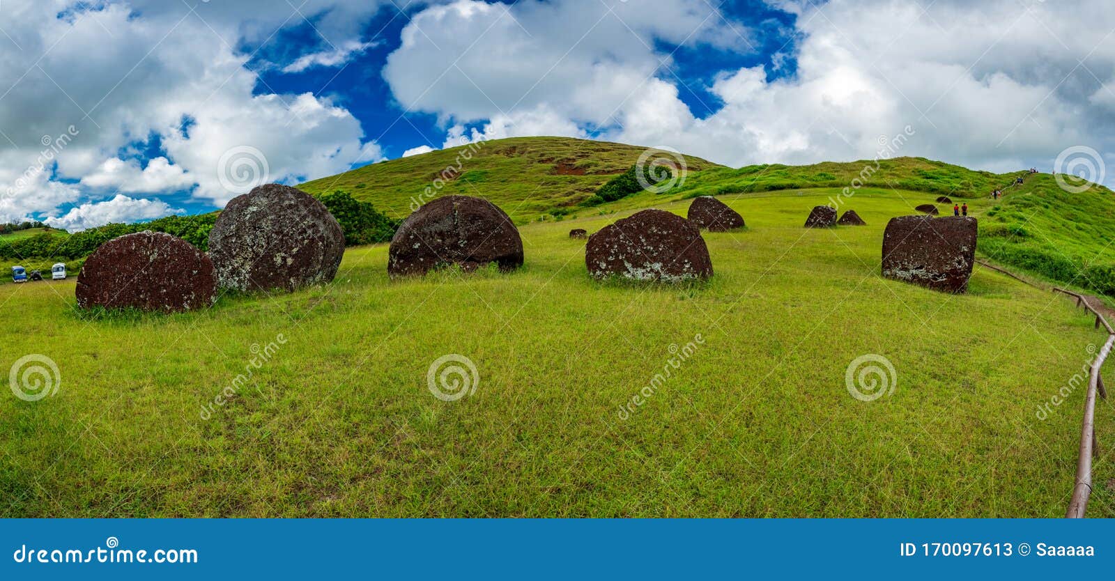 Panoramic View of Pukao Mine in Easter Island Stock Image - Image of ...
