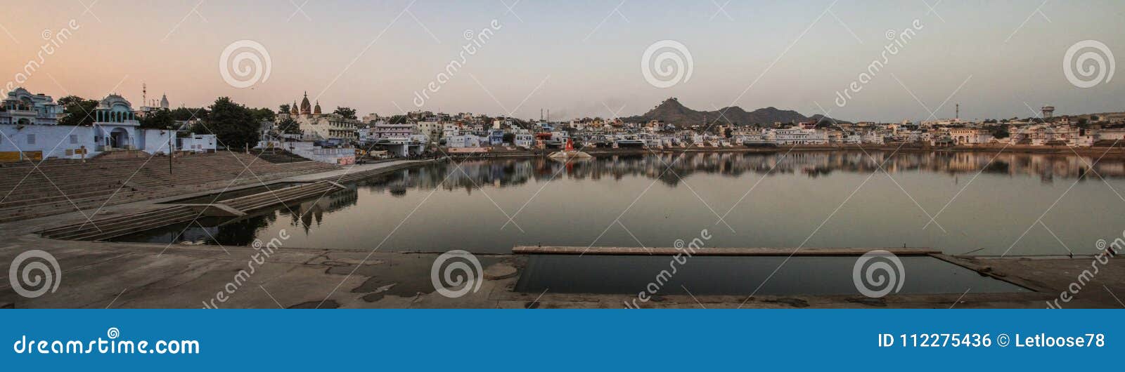 Panoramic View of the Pushkar Lake at Sunset, Pushkar, Rajasthan, India ...