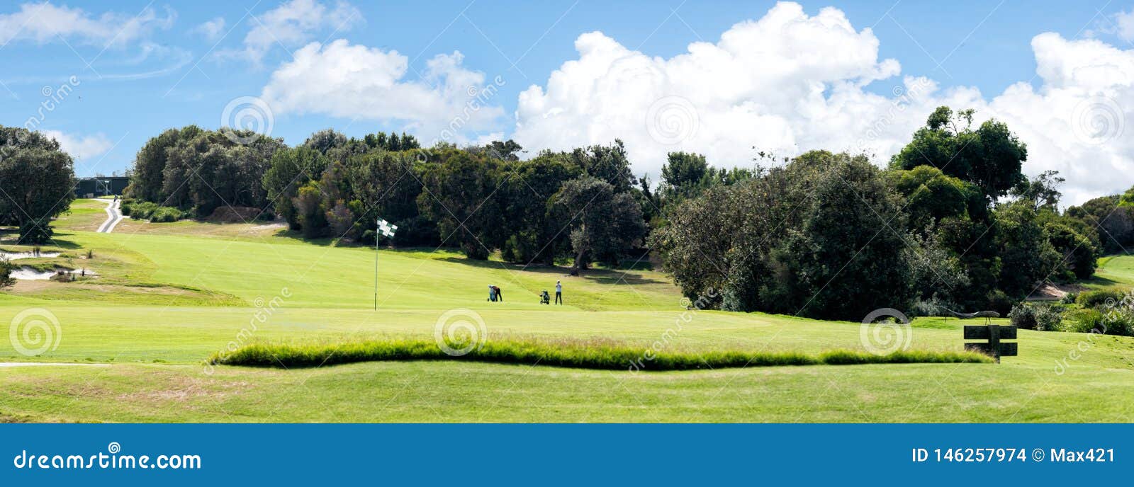 A Panoramic View of Golf Course Fairway and Putting Green Stock Photo ...