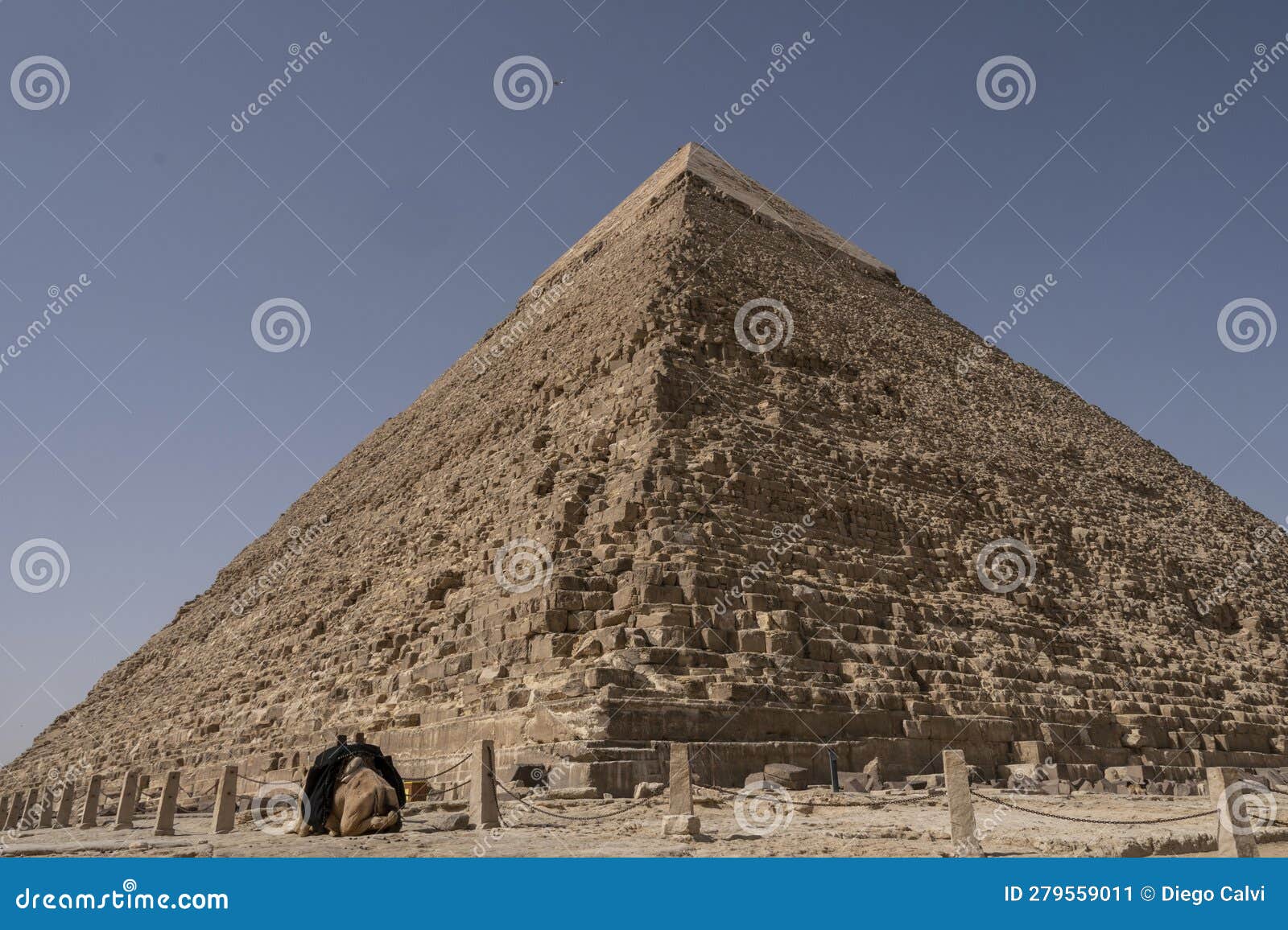 Sandy Desert with Giza Pyramids in the Background Stock Image - Image ...