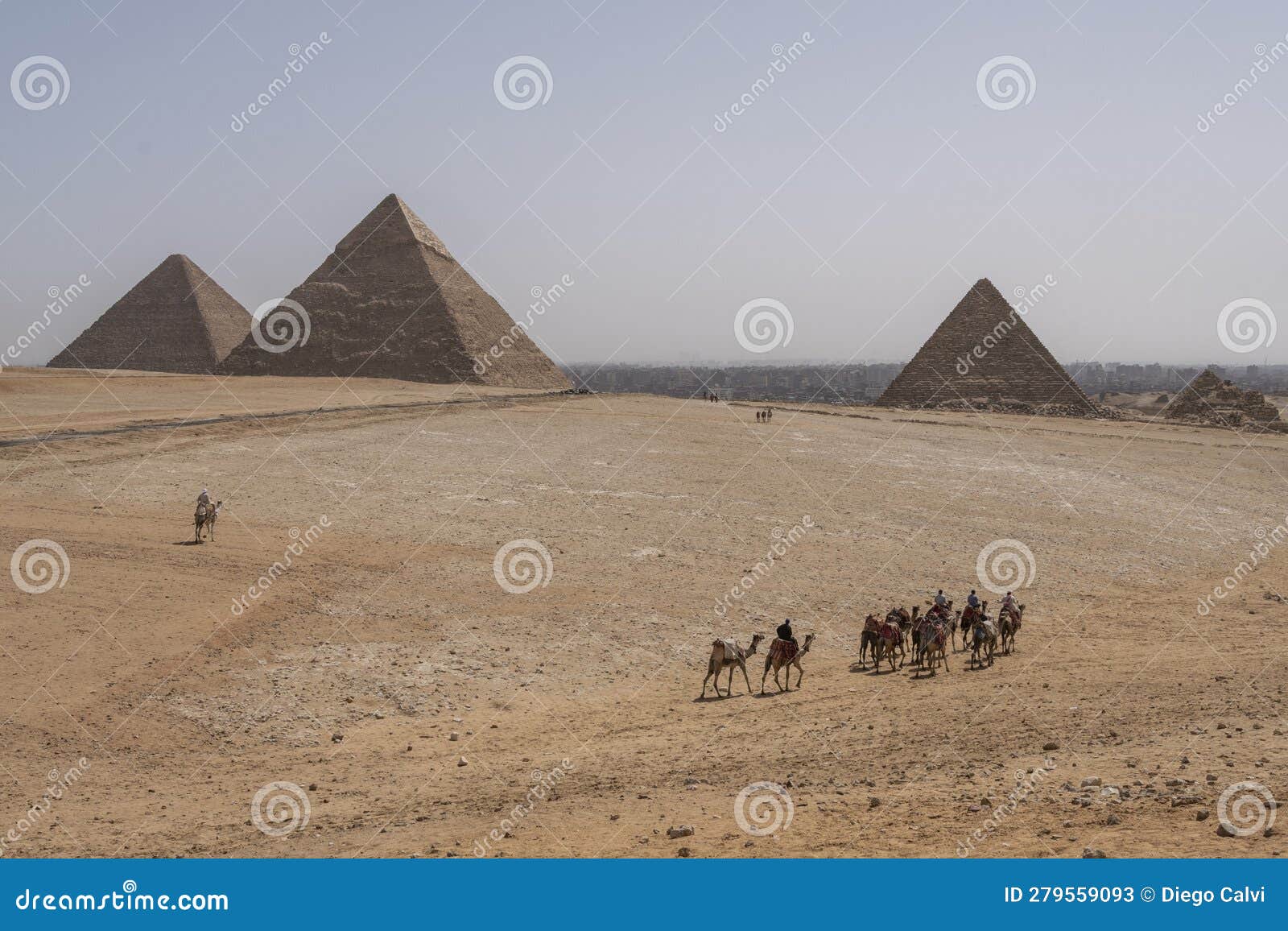 Sandy Desert with Giza Pyramids in the Background Stock Image - Image ...