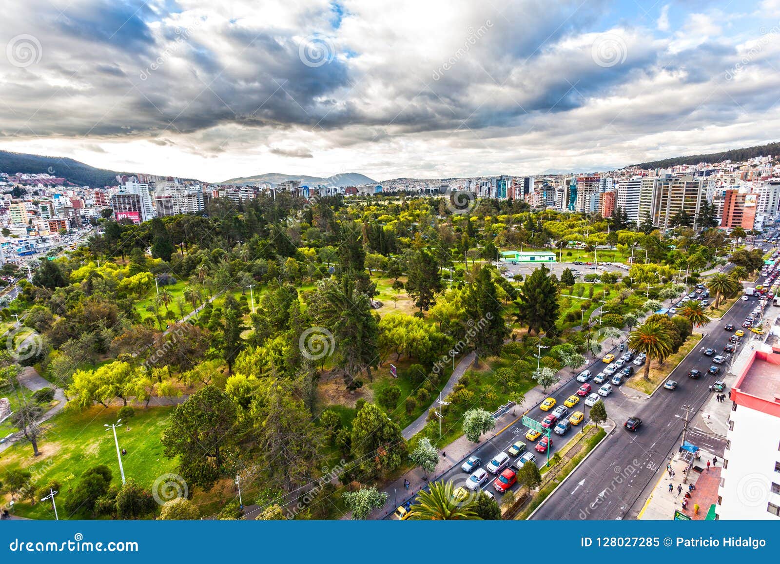 Panoramic view of Quito stock image. Image of aerial - 128027285