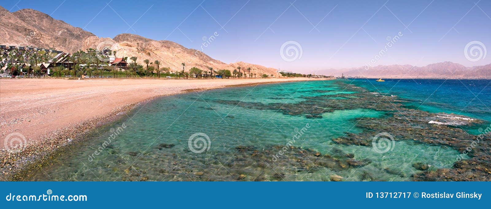 Panoramic view on Red Sea. stock image. Image of eilat - 13712717