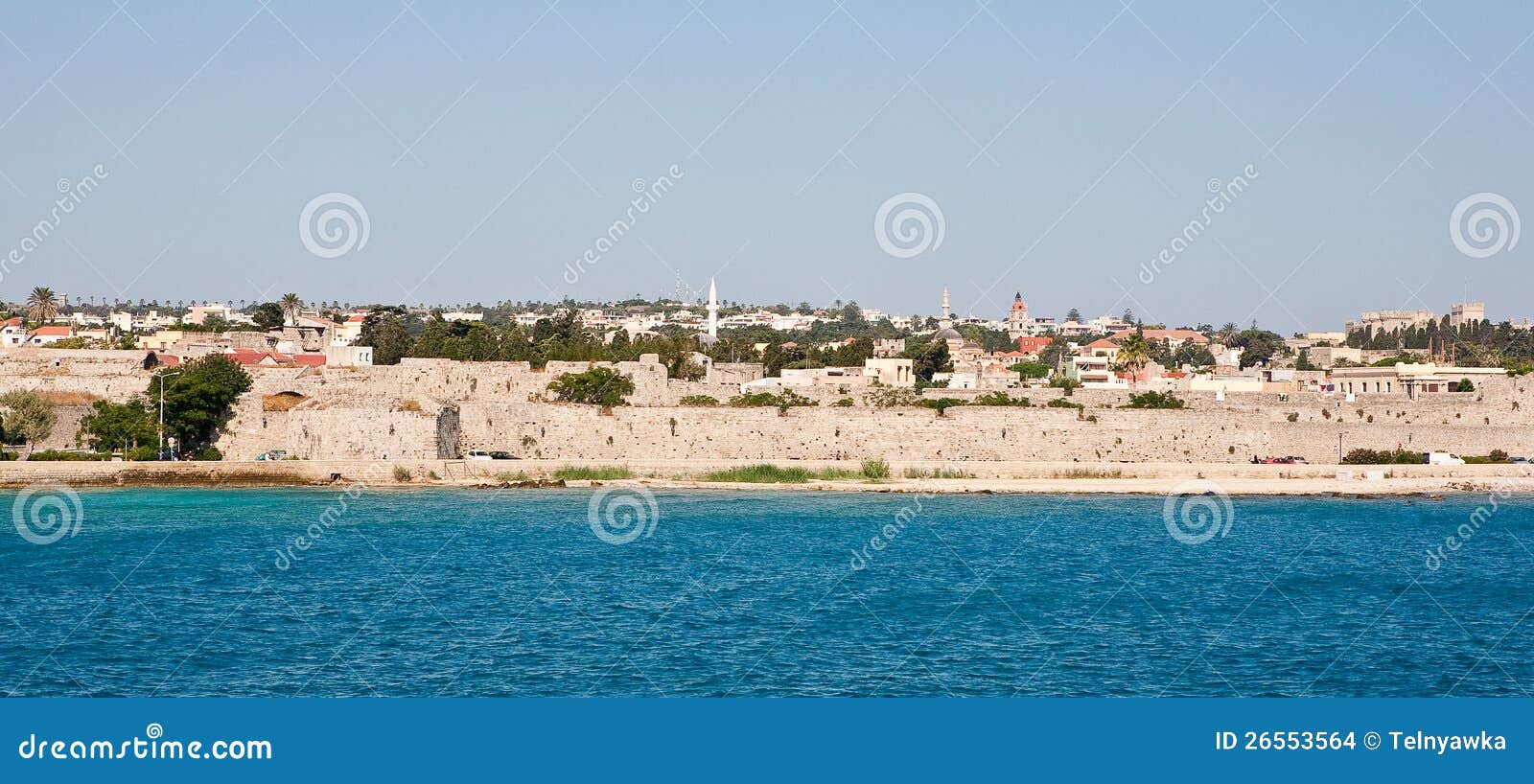 Panoramic View of Rhodes Town Stock Photo - Image of nature, island ...