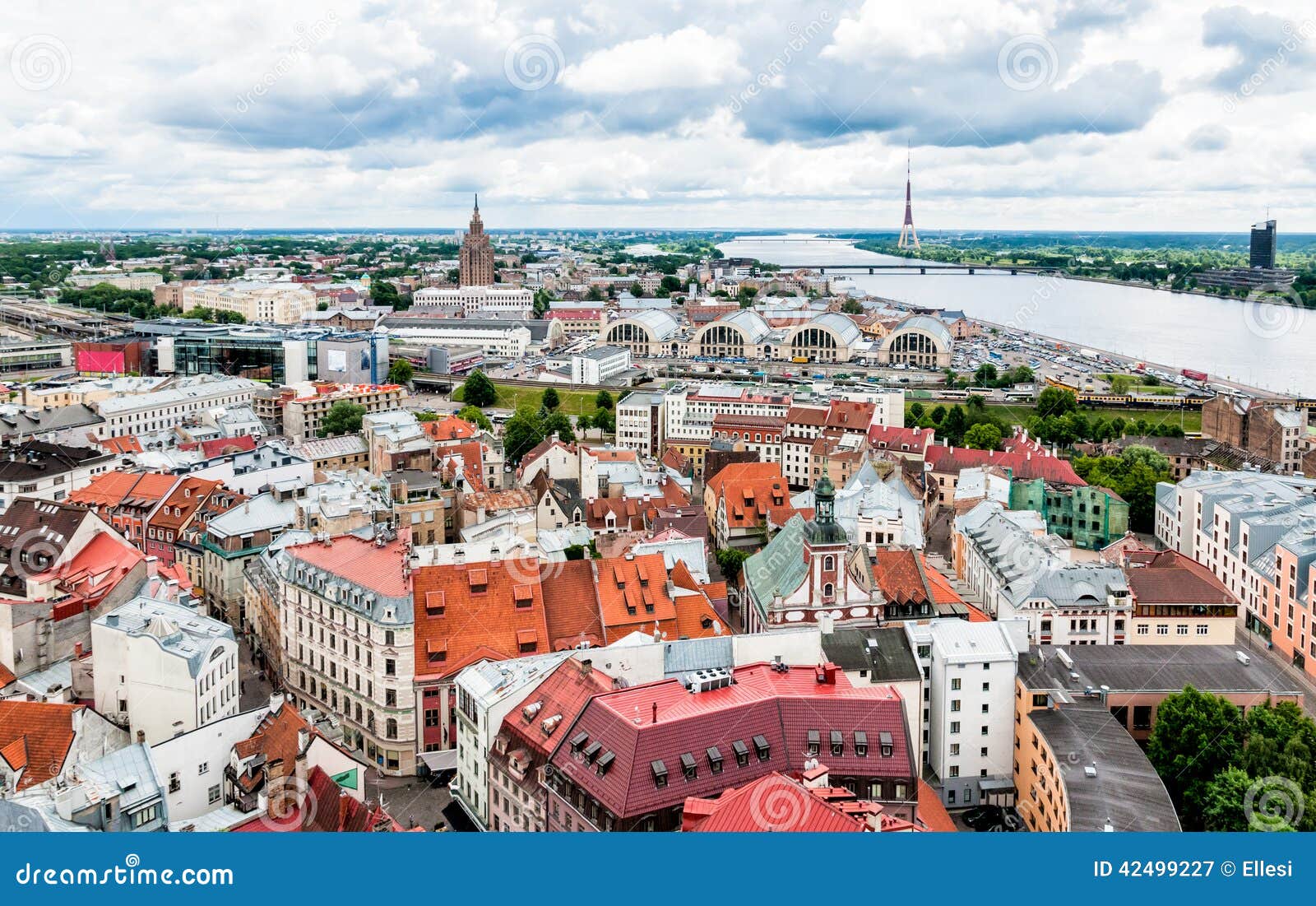 Panoramic View of Riga, Latvia. Stock Image - Image of orange, latvia ...