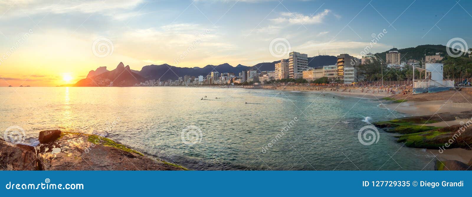 Panoramic View of Rio De Janeiro Skyline at Sunset - Rio De Janeiro ...