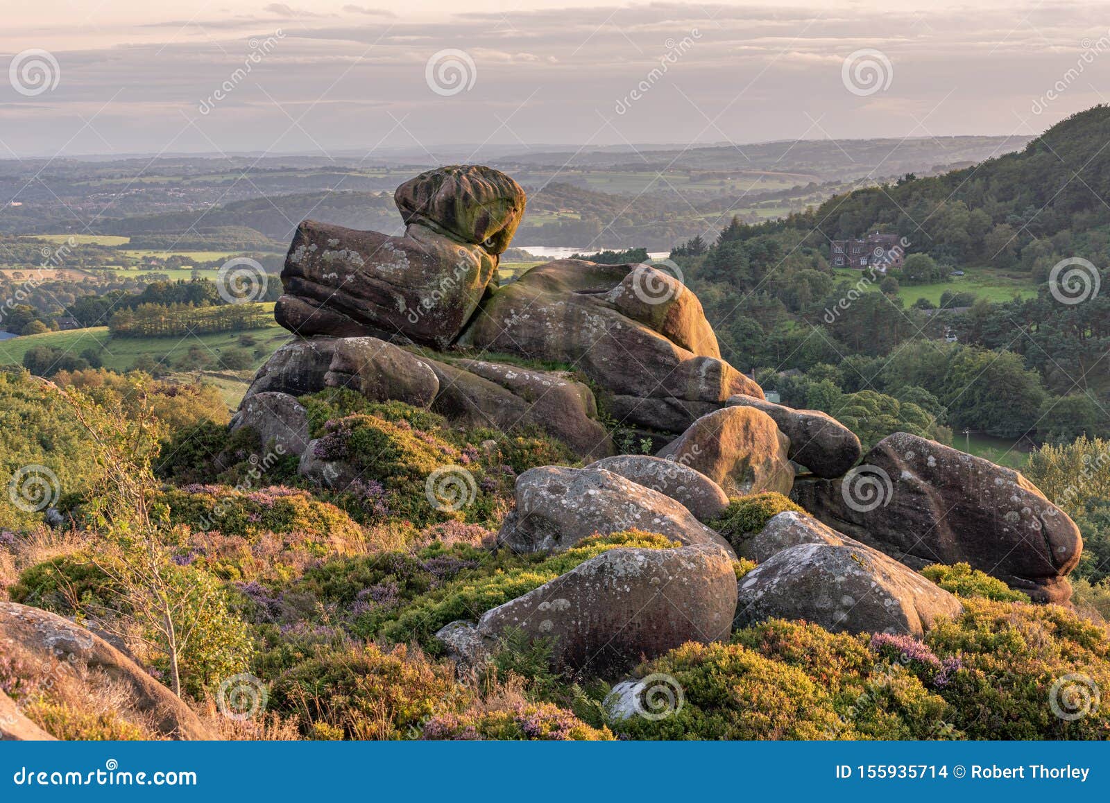 Panoramic View of the Roaches, Hen Cloud and Ramshaw Rocks in the Peak ...
