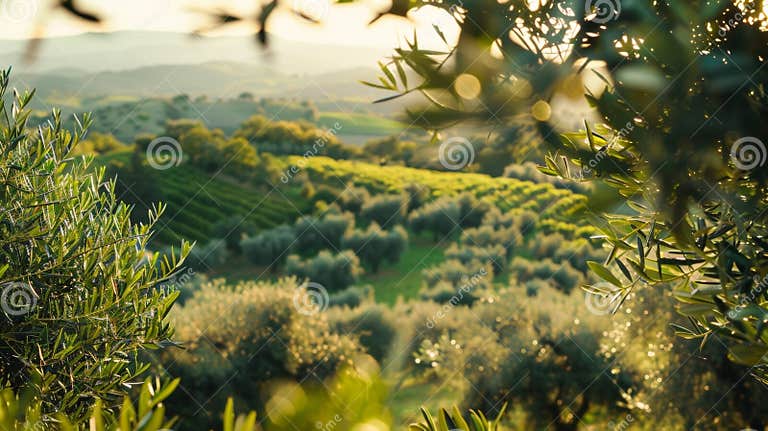A Panoramic View of the Rolling Hills with the Glint of Sunlight on the ...