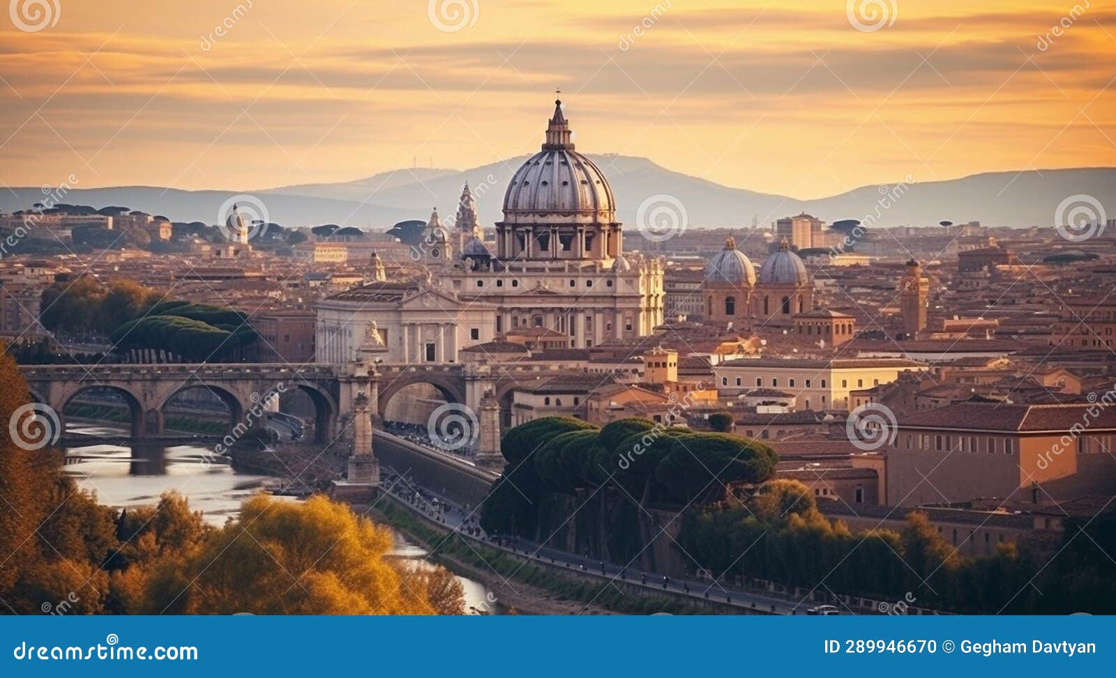 Panoramic View of Rome, Panoramic View of Antic City Rome, View of the ...