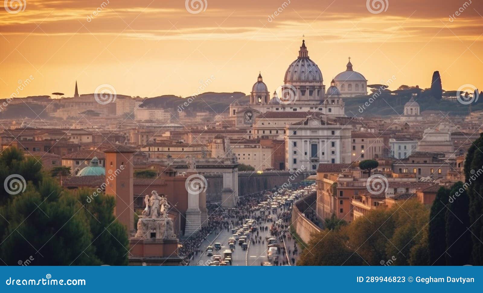 Panoramic View of Rome, Panoramic View of Antic City Rome, View of the ...