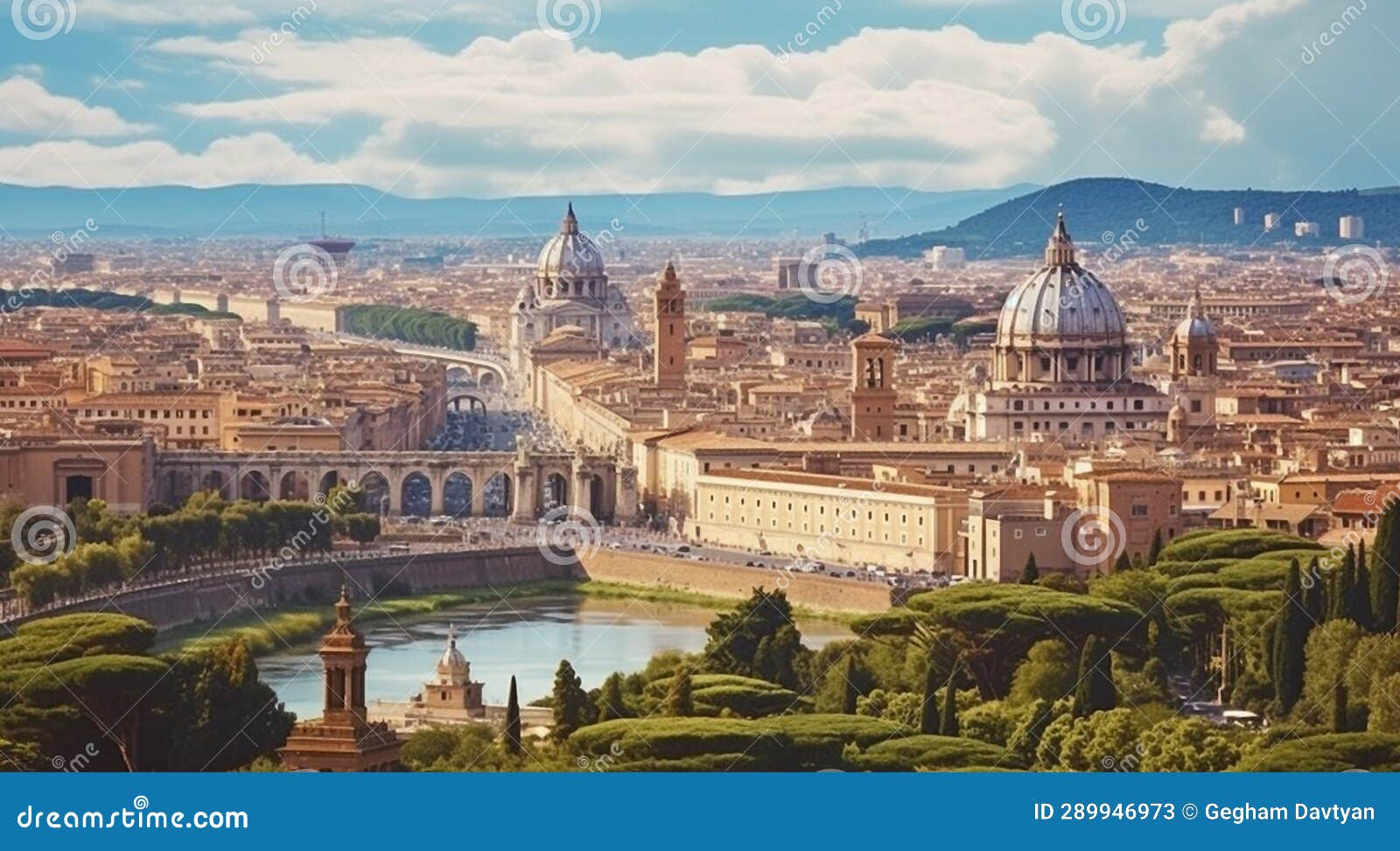 Panoramic View of Rome, Panoramic View of Antic City Rome, View of the ...