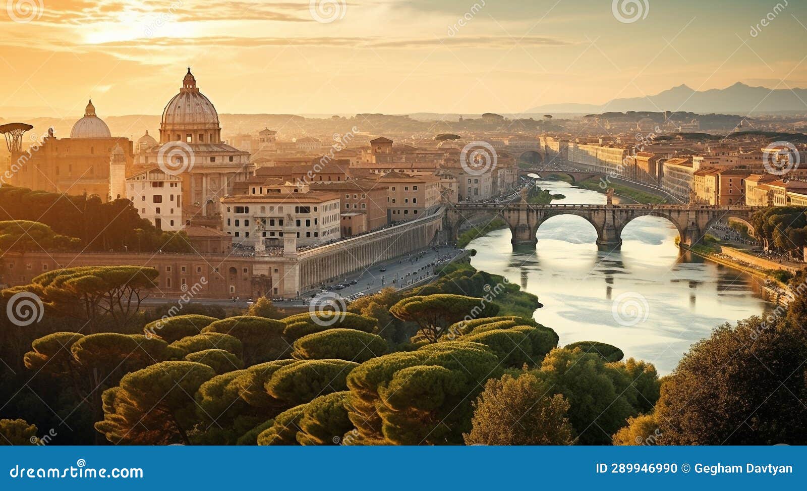 Panoramic View of Rome, Panoramic View of Antic City Rome, View of the ...