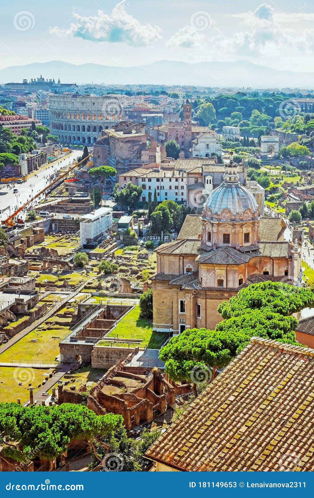Panoramic View of Rome. Rome Stock Image - Image of empire, rome: 181149653