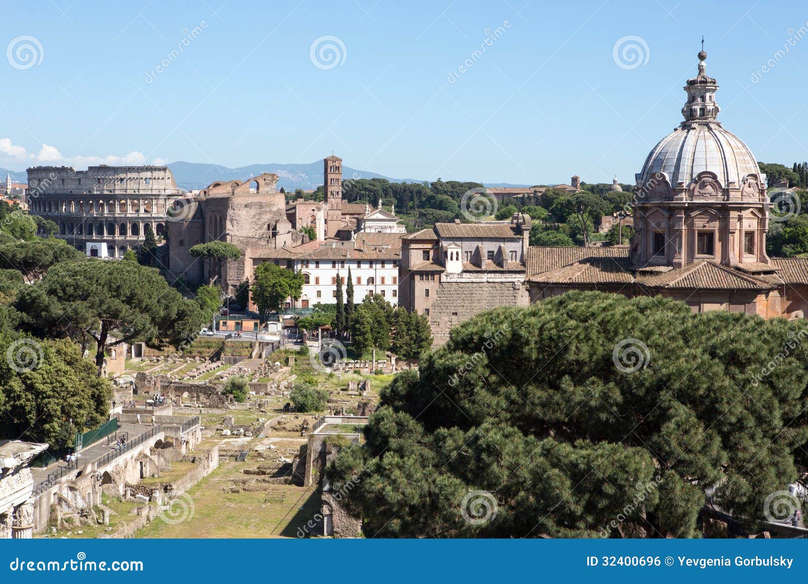 Panoramic view of Rome stock photo. Image of italian - 32400696