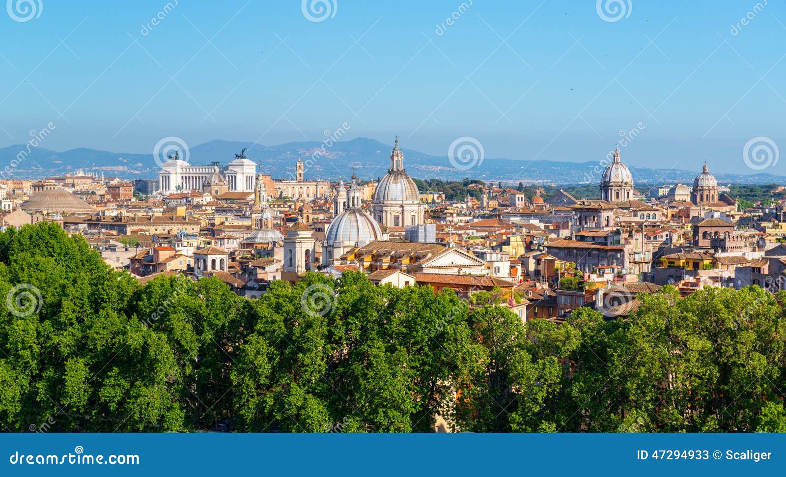 Panoramic view of Rome stock image. Image of travel, scenic - 47294933