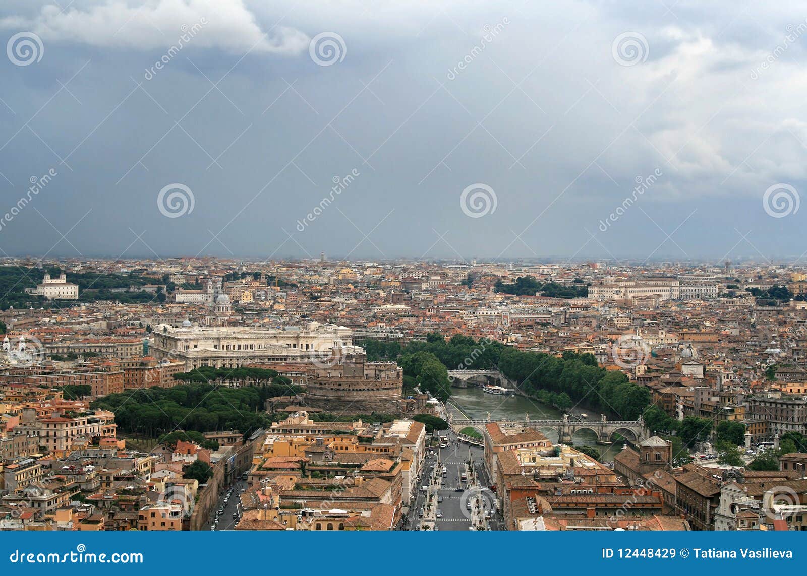 Panoramic View of the Roofs of Rome, Italy Stock Image - Image of ...