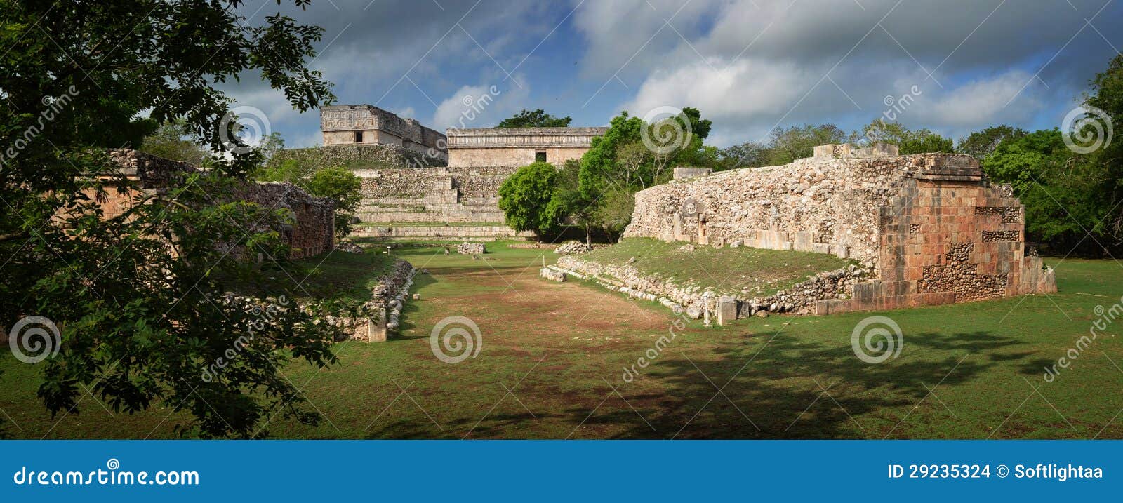 Panoramic View of the Ruins of the Mayan Pyramids in Uxmal Stock Photo ...