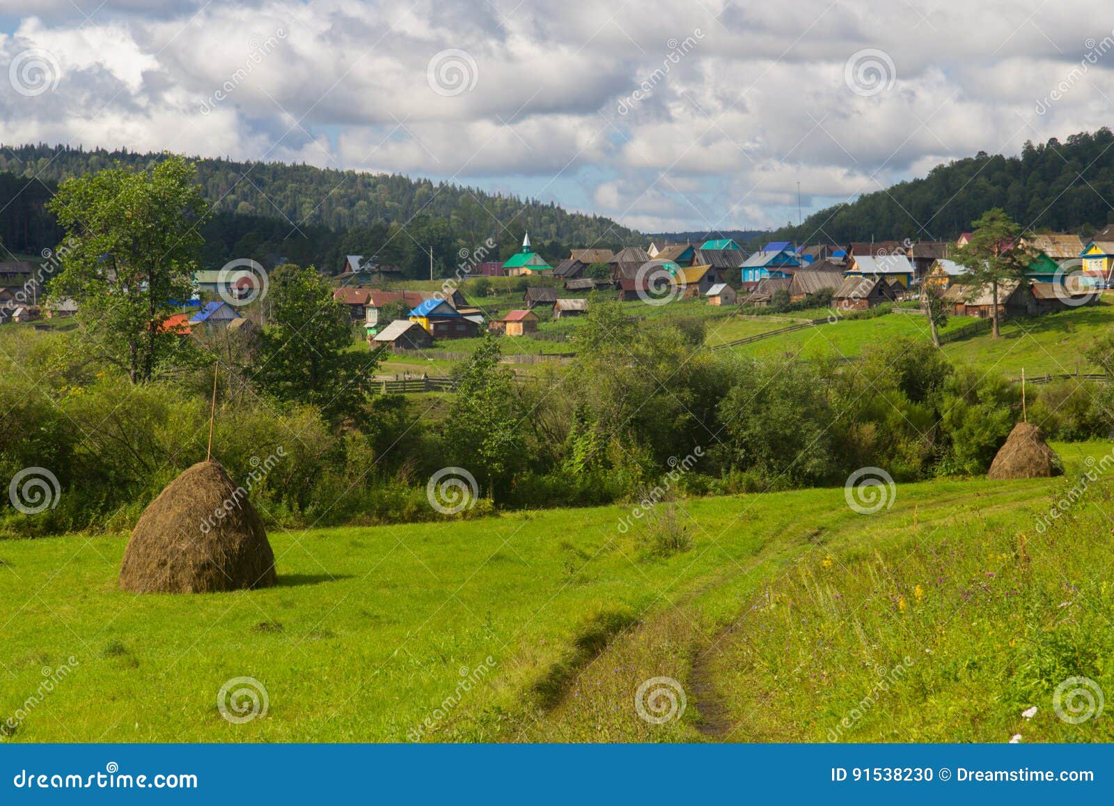 Panoramic View of Russian Countryside Stock Photo - Image of fields ...