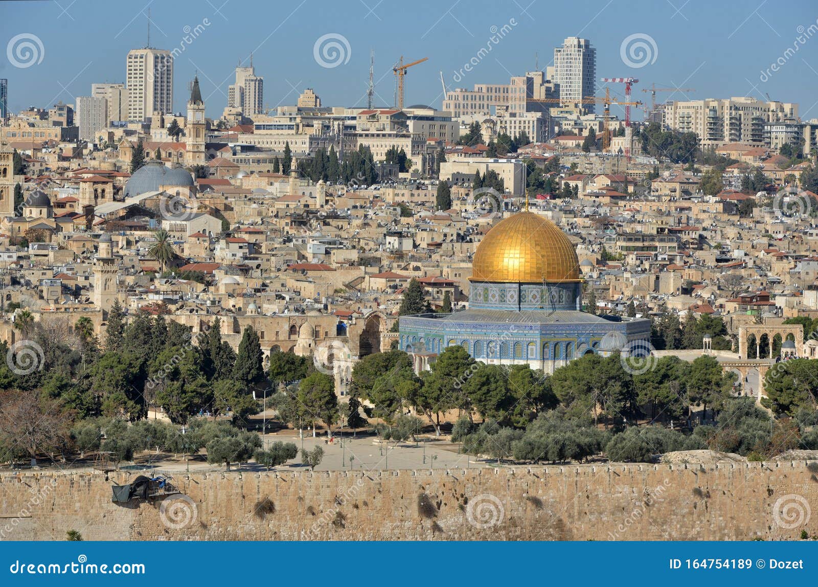 Panorama of Jerusalem stock image. Image of ancient - 164754189