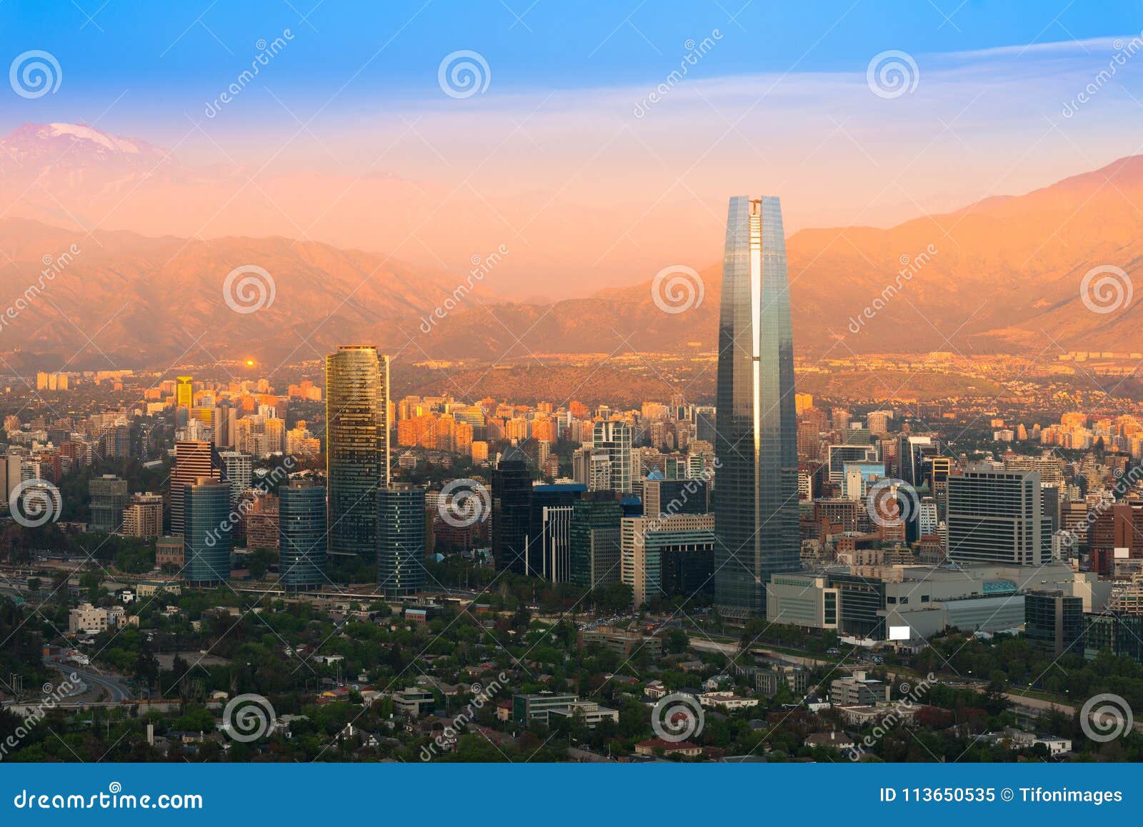 Panoramic View of Santiago De Chile Stock Image - Image of mountain ...