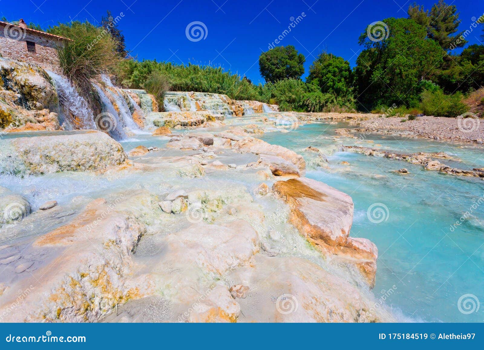 Panoramic View of Saturnia Thermal Spring, Toscana, Italy Stock Image ...