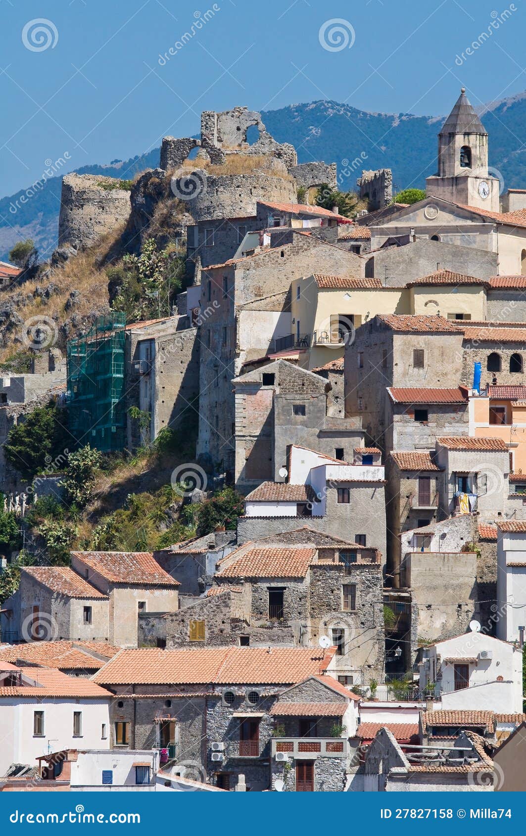 Panoramic View of Scalea. Calabria. Italy Stock Photo - Image of church ...