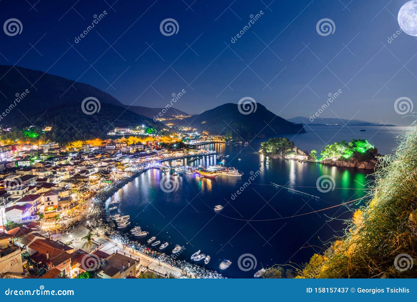 Panoramic View of Scenic Parga City, Greece. Stock Image - Image of ...