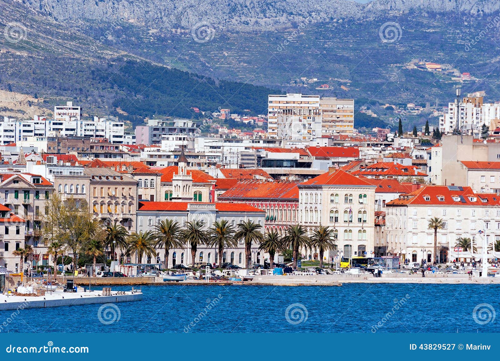 Panoramic View from Sea on Croatian City of Split Stock Image - Image ...