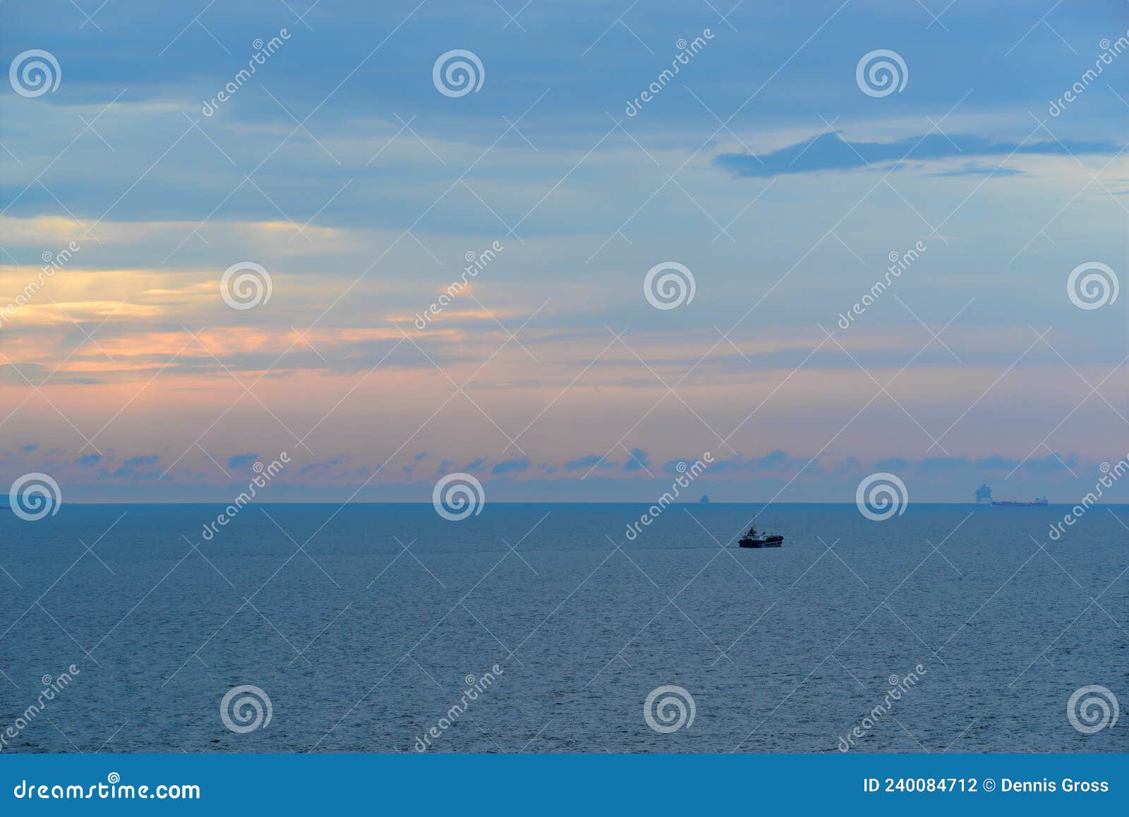 Panoramic View of Sea and a Ship Stock Photo - Image of panoramic, soft ...