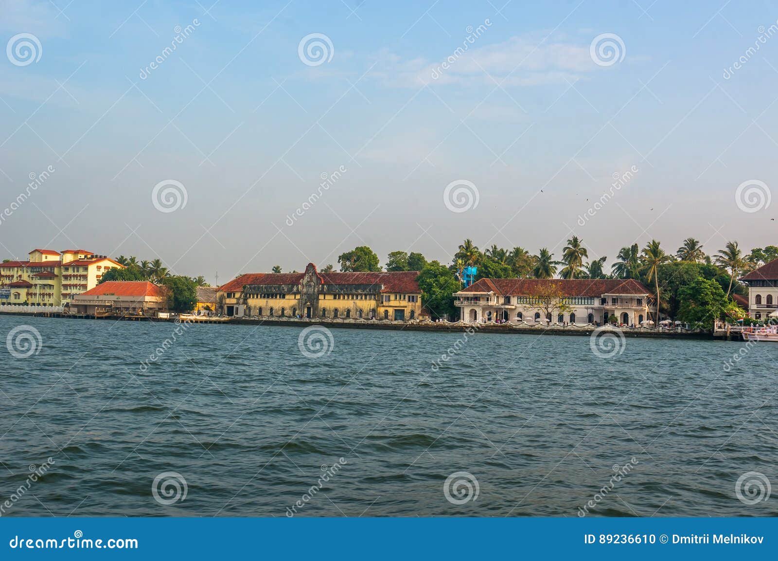 Panoramic View from the Sea on the Waterfront, Cochin, Stock Photo ...