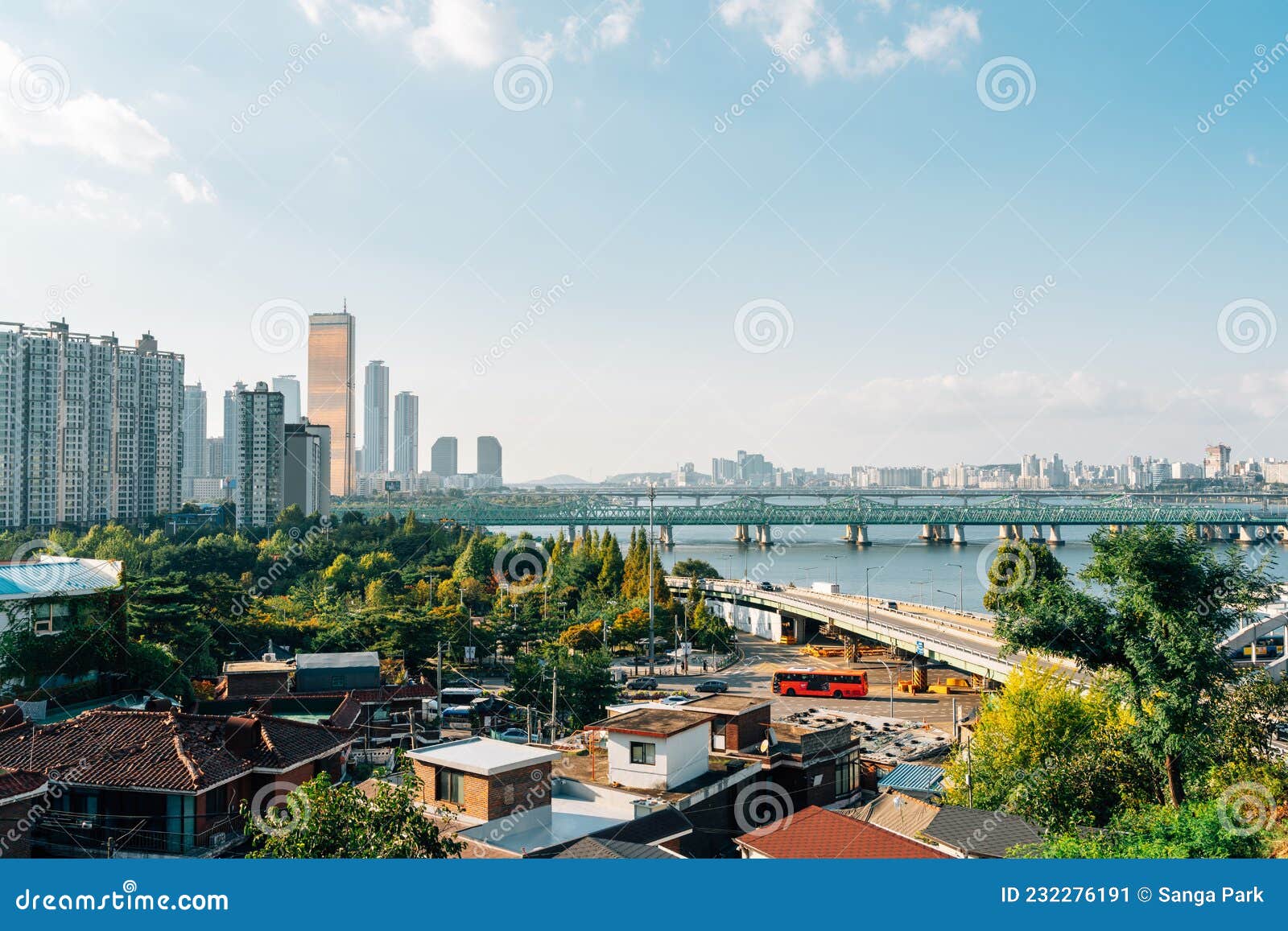 Panoramic View of Seoul City and Han River Park in Korea Stock Image ...