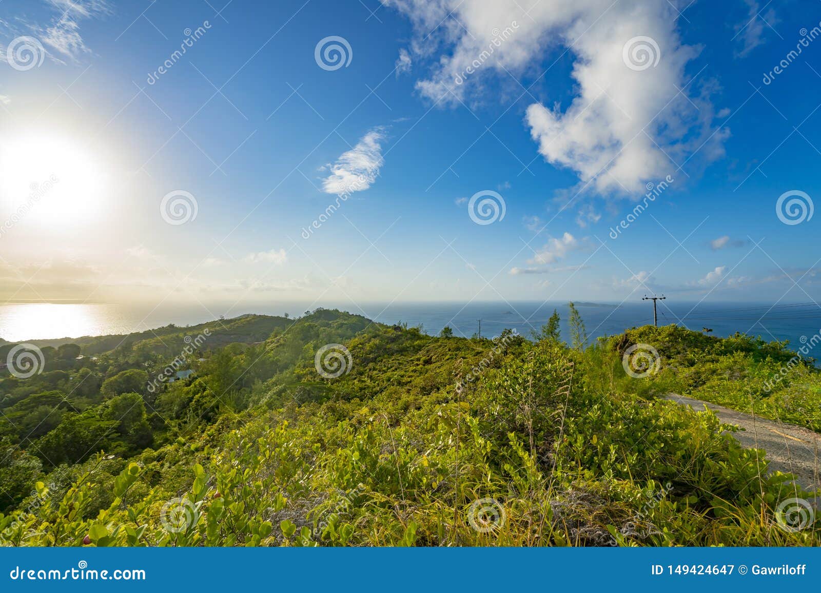 Panoramic View on Seychelles Islands from Mountain, Seychelles Stock ...