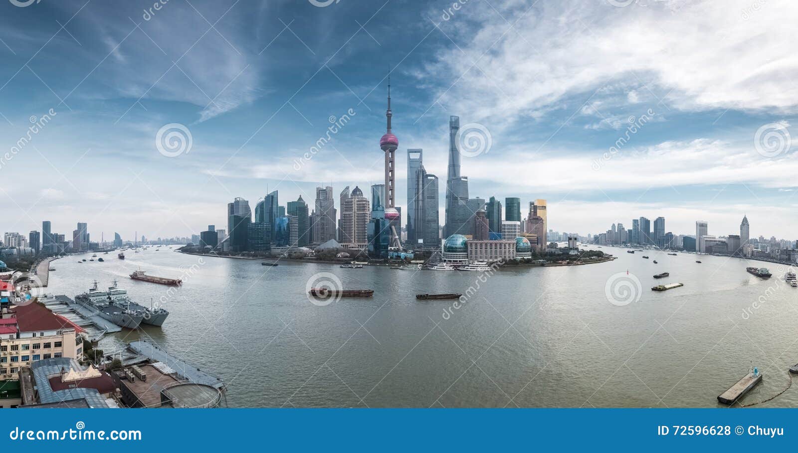 A Panoramic View of Shanghai Skyline Stock Photo - Image of background ...