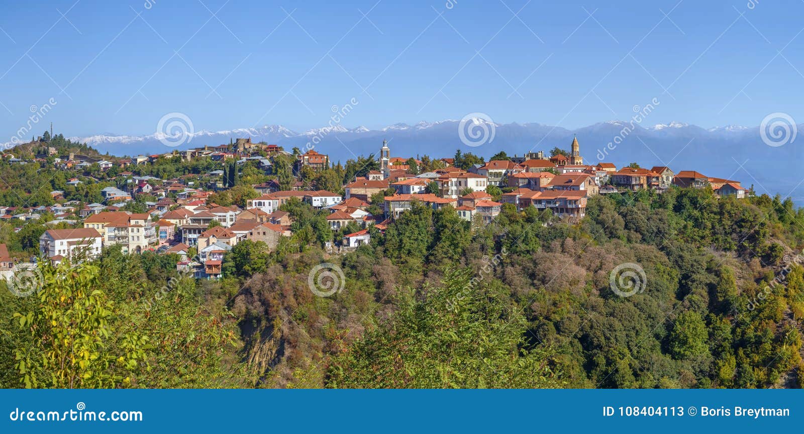 View of Signagi, Georgia stock image. Image of travel - 108404113