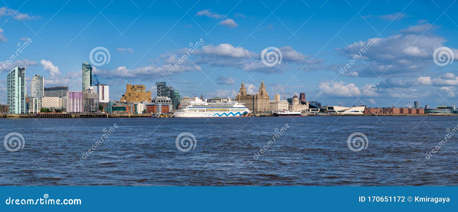 Panoramic View of the Skyline of the City of Liverpool Stock Photo ...