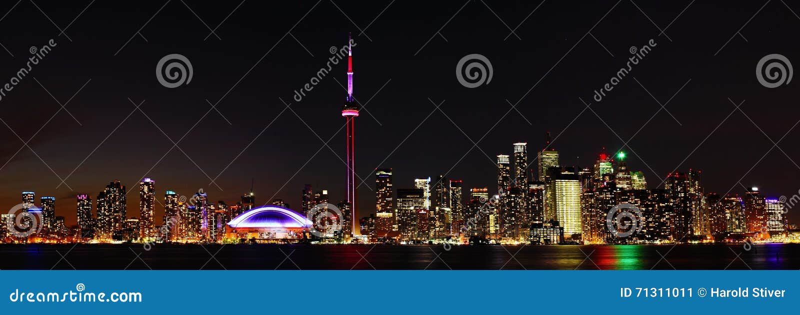Panoramic View of the Skyline of Toronto, Canada, at Night Stock Image ...
