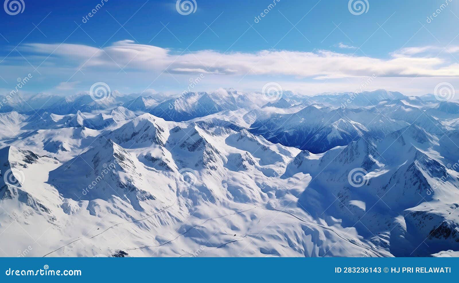 Panoramic View Of Snow-capped Peaks And Alpine Valleys From A Glider ...