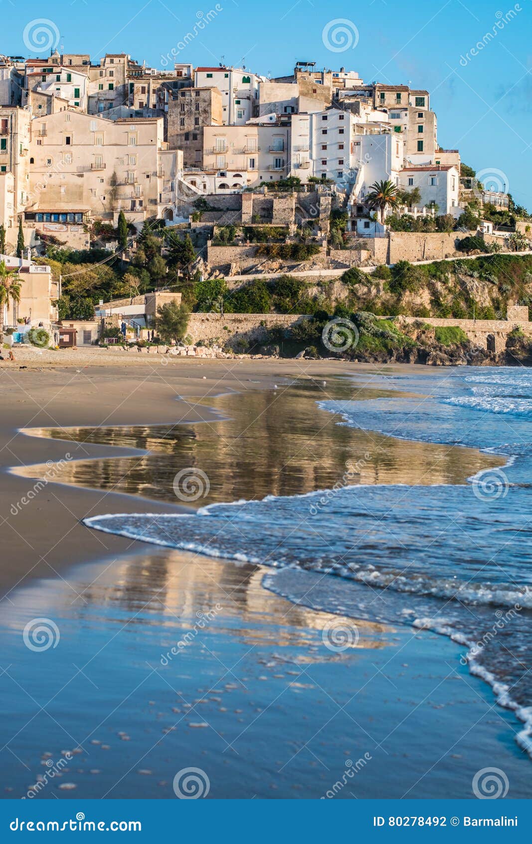 Panoramic View of Sperlonga and Beautiful Sandy Beach. Italy Stock ...